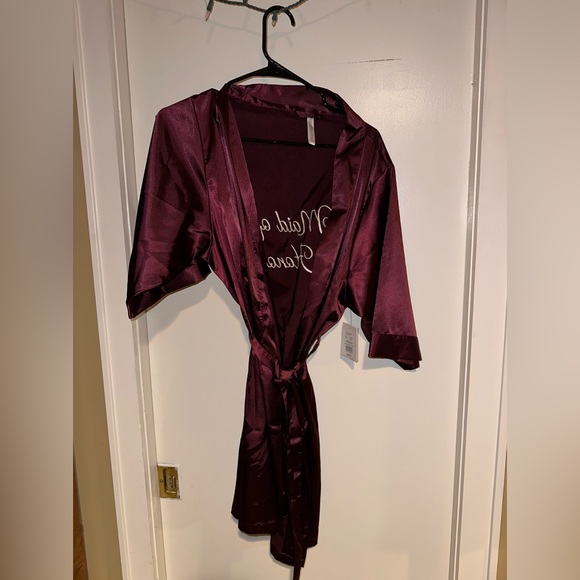 David's Bridal | Intimates & Sleepwear | Brand New Maroon Satin Maid Of ...